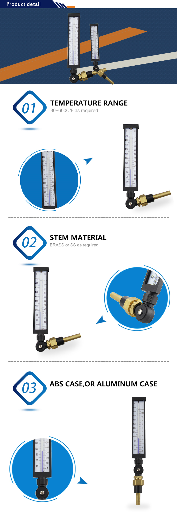 9" High Quality V-shaped Industrial Thermometer With Glass Tube - Buy 9 ...